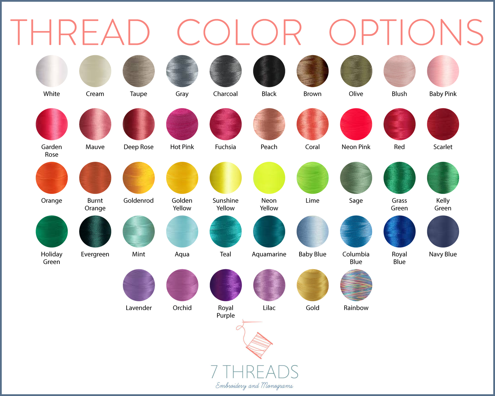 7 Threads Embroidery Custom Embroidery, Monogram, and Spirit Wear